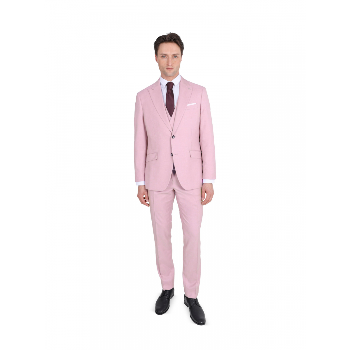 Plain slim fit suit with waistcoat - FAT1009ROSA | Suits Inc