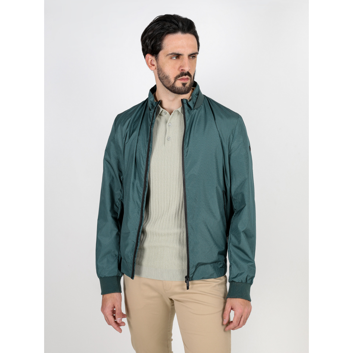 Lightweight technical patterned jacket - CAS0963VERDE | Suits Inc
