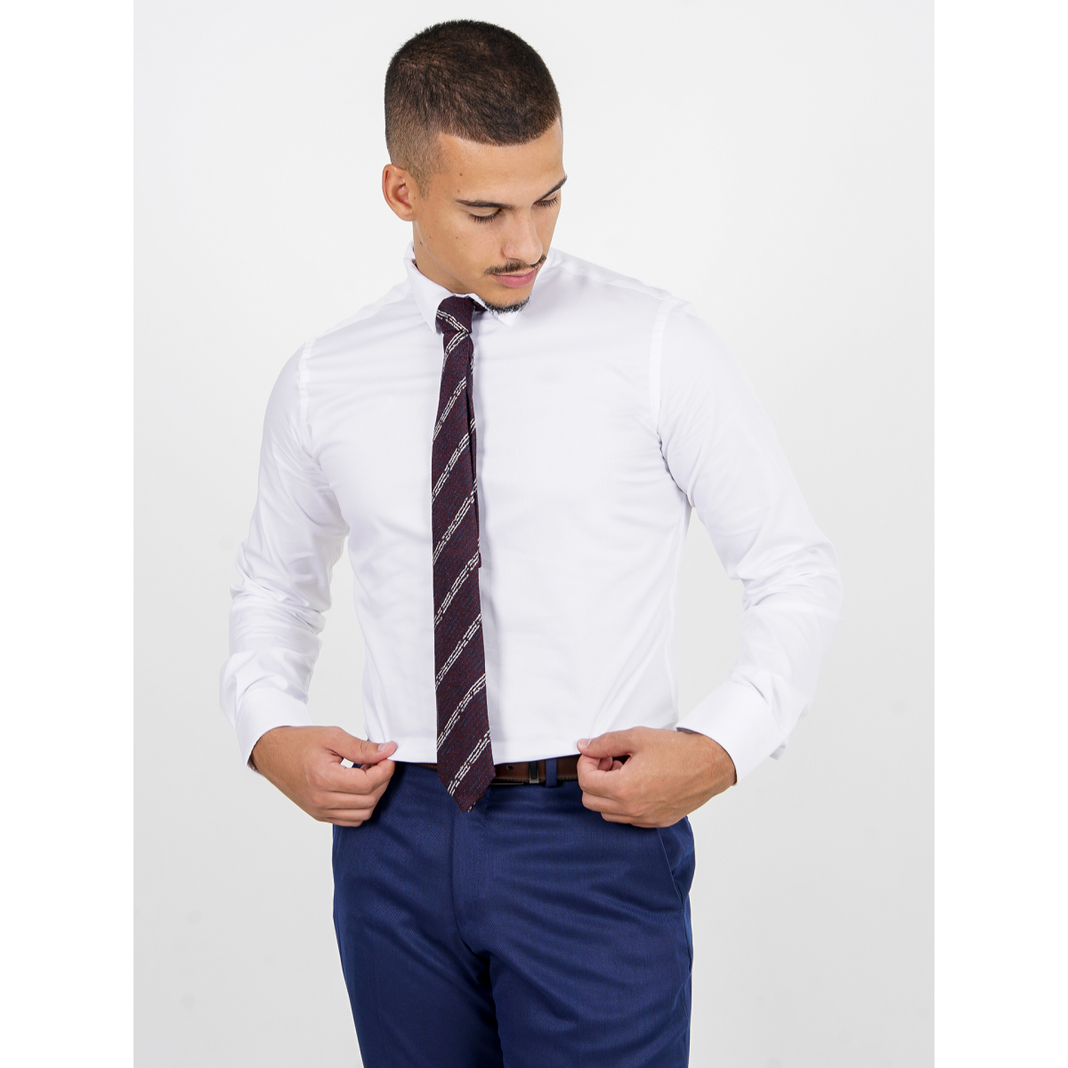 Slim fit micro structured classic shirt - CAM0929BRANCO | Suits Inc