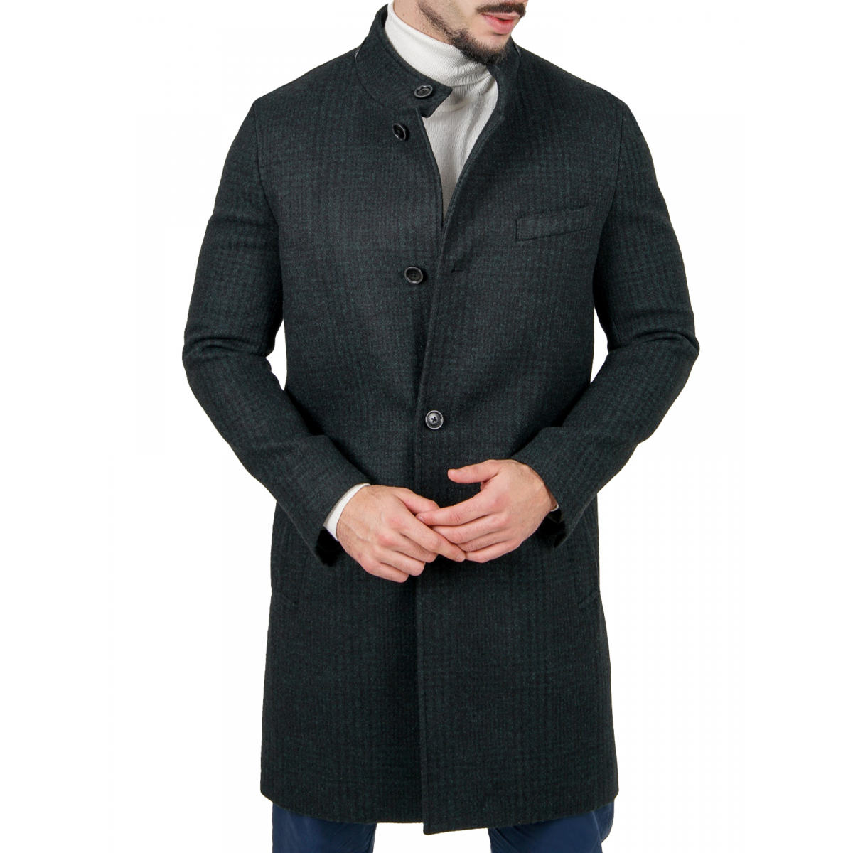 Pattern slim fit overcoat - CAS0944VERDE - Suits Inc