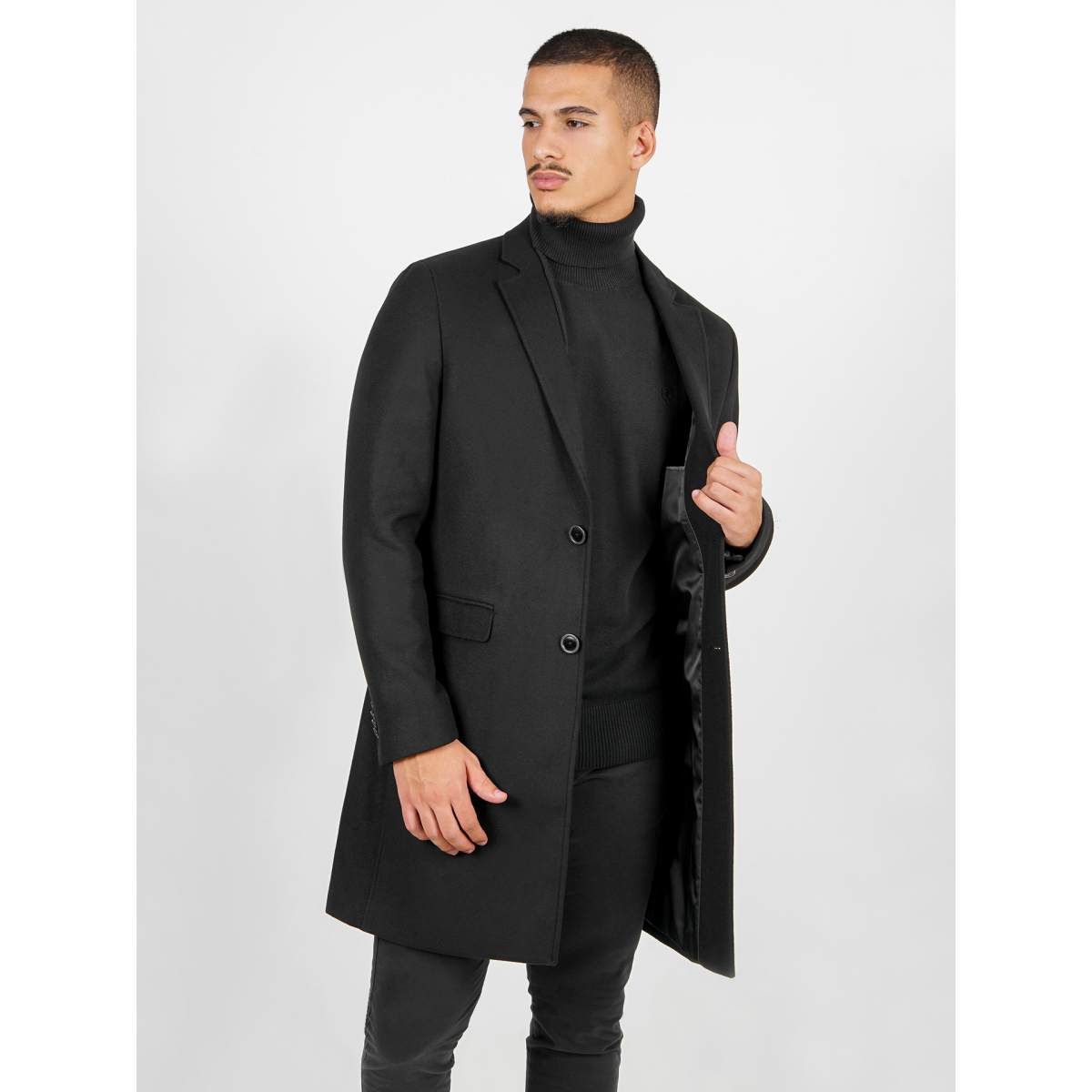 Slim fit overcoat classic lapel - CAS0942PRETO - Suits Inc