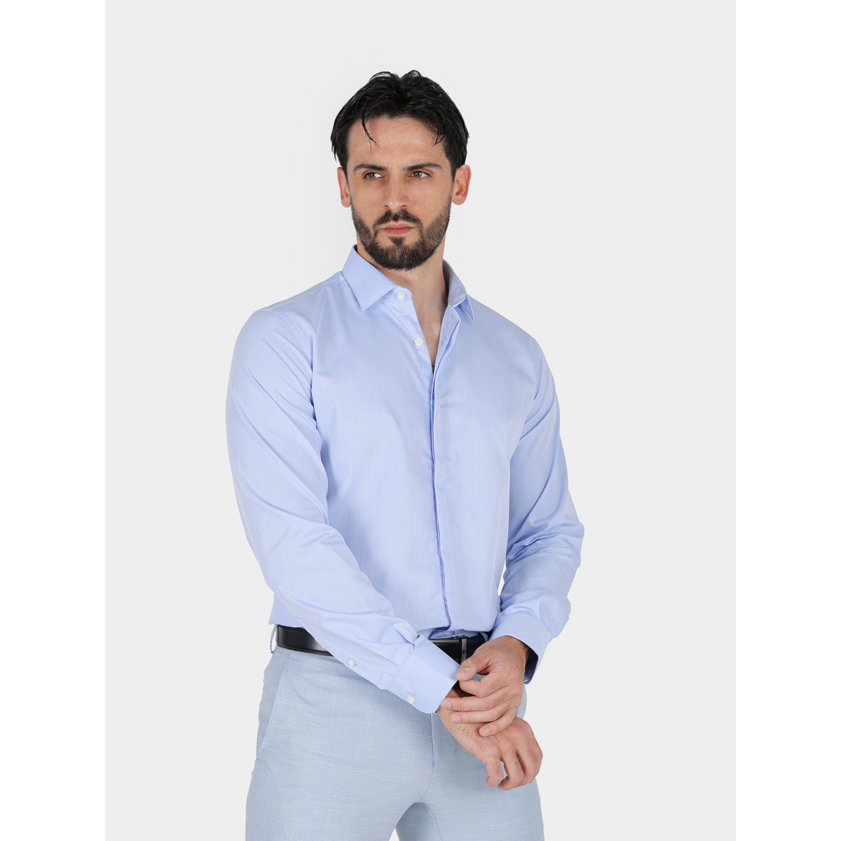 Slim fit plain classic shirt - CAM0928AZULCLARO - Suits Inc