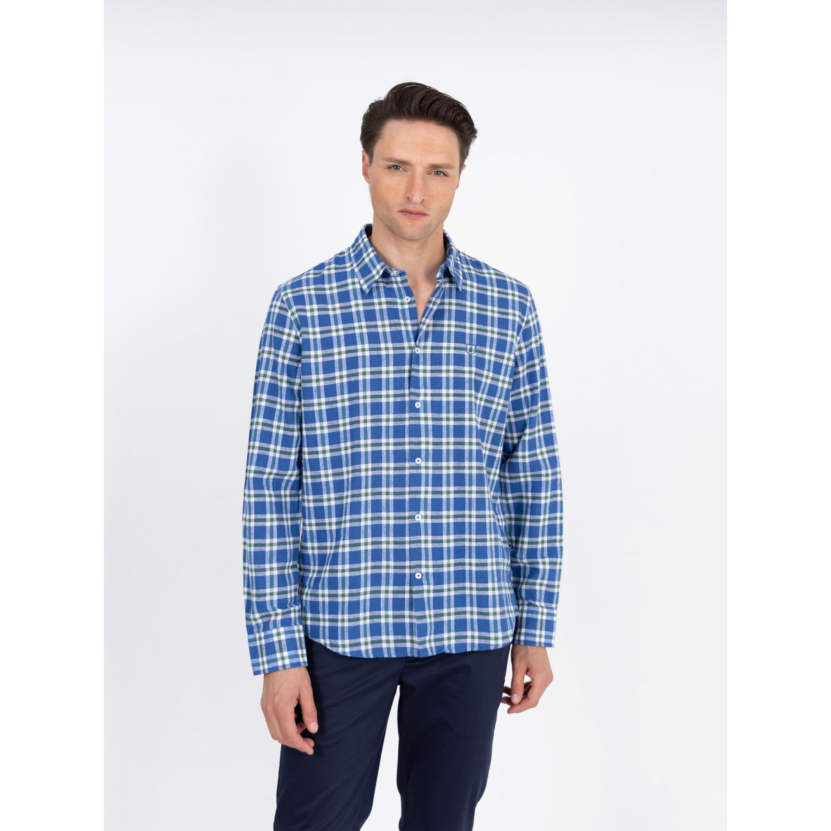 Cotton plaid pattern shirt - CAM0739VERDE - Suits Inc