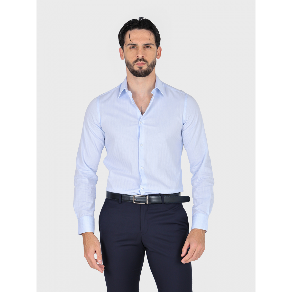 Regular fit plain classic shirt - CAM0868AZULCLARO - Suits Inc